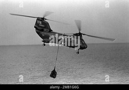 Right side view of a UH-46 Sea Knight helicopter from Helicopter Combat ...