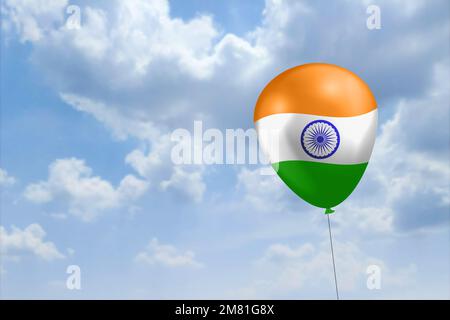 India concept. Balloon with Indian flag isolated on white background ...