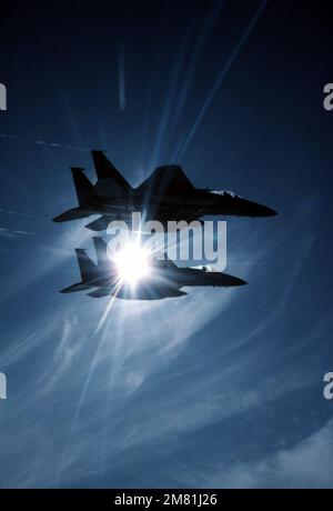 A 43rd Tactical Fighter Squadron F-15 Eagle aircraft approaches the ...