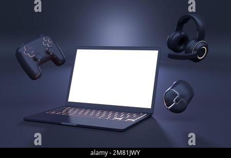 Isolated Gaming Computer. 3D render Stock Photo - Alamy