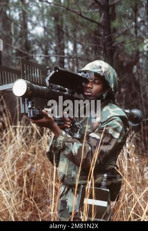 Sergeant David R. Lee demonstrates the Redeye portable anti-aircraft ...