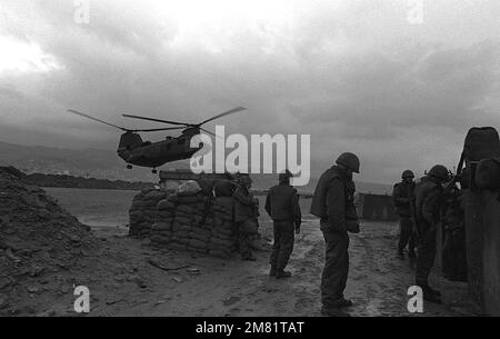 CH-46 lands to pick up 2.5 Marines during Operation Taylor Common Stock ...