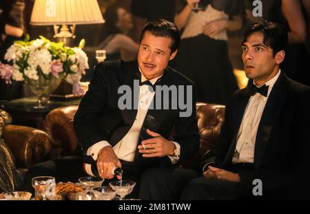 BRAD PITT and DIEGO CALVA in BABYLON, directed by DAMIEN CHAZELLE ...