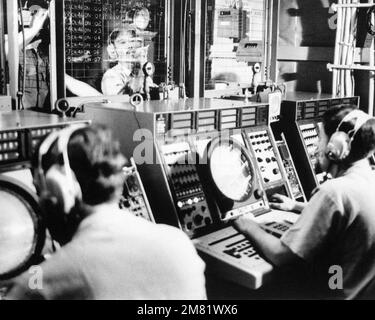 US Navy Air Traffic Controllers man the Carrier Air Traffic Control ...