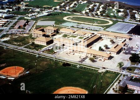 Aerial view of the Marine Corps Recruit Depot under construction. Base ...