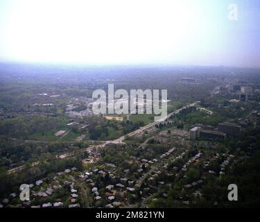 An aerial view of the Bethesda Naval Hospital. Base: Bethesda State ...
