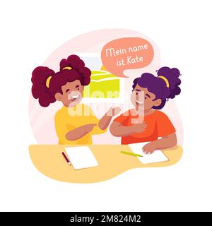 Introducing yourself in foreign language isolated cartoon vector ...