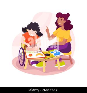 Special needs students tutoring isolated cartoon vector illustration ...