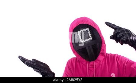 Squid Game pink guard holds hand up with Color of year 2023 Viva ...