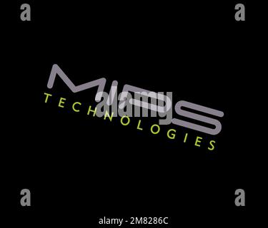 MIPS Technologies, rotated logo, black background Stock Photo - Alamy