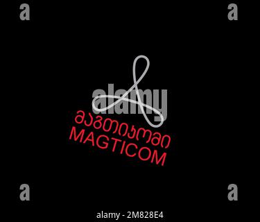 MagtiCom, rotated logo, black background Stock Photo - Alamy