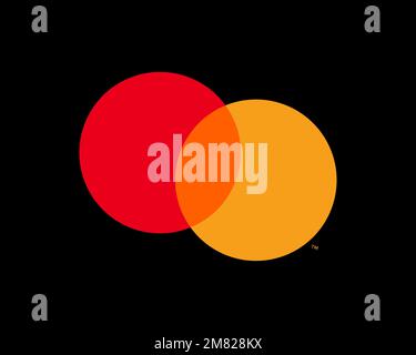 Mastercard, rotated logo, black background Stock Photo - Alamy