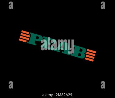 Peab, rotated logo, black background Stock Photo - Alamy