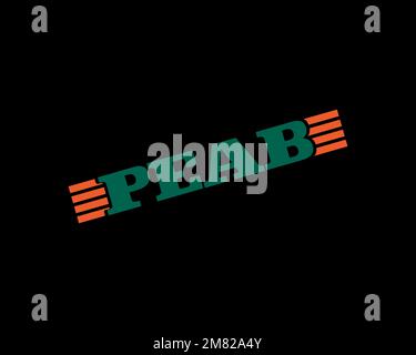 Peab, rotated logo, black background B Stock Photo - Alamy
