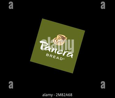 Panera Bread, rotated logo, black background Stock Photo - Alamy