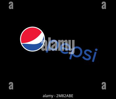 Pepsi, rotated, black background, logo, brand name Stock Photo - Alamy