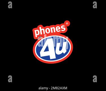 Phones 4u, rotated logo, black background B Stock Photo - Alamy