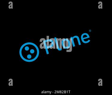 Plone software, rotated logo, black background B Stock Photo - Alamy
