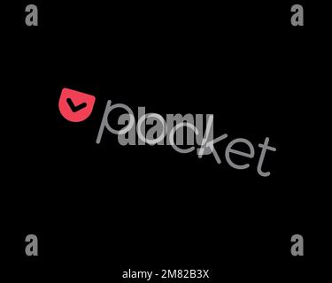 Pocket service, rotated logo, black background Stock Photo - Alamy
