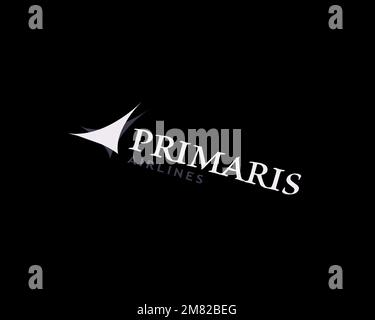 Primaris Airline, rotated logo, black background Stock Photo - Alamy