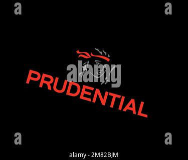 Prudential plc, rotated logo, black background Stock Photo - Alamy