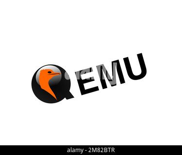 QEMU, rotated logo, white background B Stock Photo - Alamy