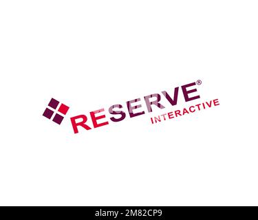 ReServe Interactive, rotated logo, white background B Stock Photo - Alamy