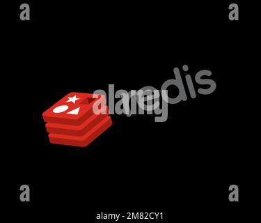 Redis, rotated logo, black background B Stock Photo - Alamy