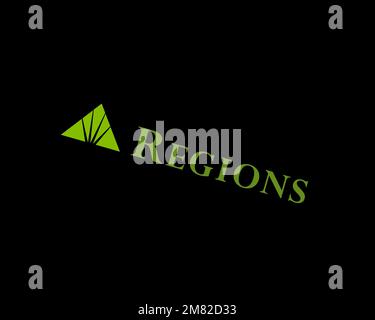Regions Financial Corporation, rotated logo, black background Stock ...