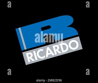 Ricardo plc, rotated logo, black background B Stock Photo - Alamy