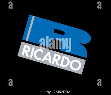 Ricardo plc, rotated logo, black background Stock Photo - Alamy