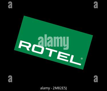 Rotel, rotated logo, black background Stock Photo - Alamy