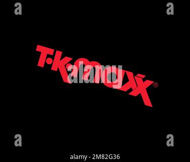 TK Maxx, rotated logo, black background Stock Photo - Alamy