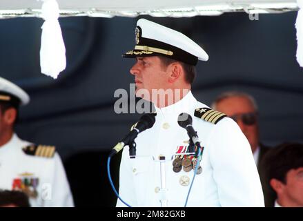 Captain Carl A. Anderson, Commanding Officer of the Aegis guided ...