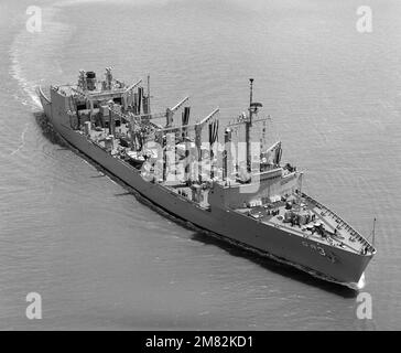 A starboard bow view of the replenishment oiler USS WABASH (AOR 5 ...