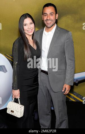 Rose Eshay and Ricky Robles Cruz attend the "Plane" New York premiere ...