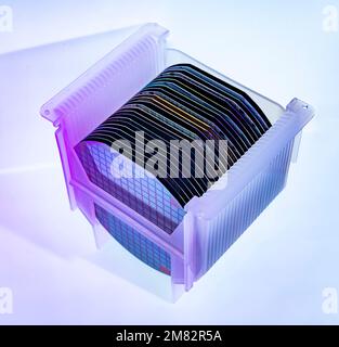patterned silicon wafers in a universal pod. Electronic circuit designs ...