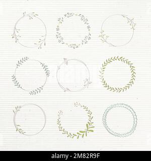 Leafy doodle sticker design element set vector Stock Vector Image & Art ...