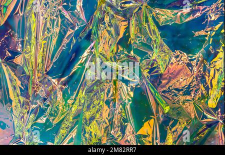 Holographic plastic wrinkled film with contrast light reflections Stock ...