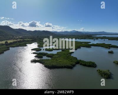 Tropical islands and mangrove in the Golfo de Nicoya, Isla Venado, in ...