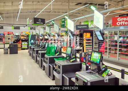 Asda supermarket interior self service checkout machines Stock Photo ...