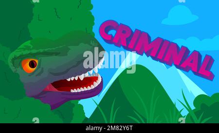 Dinosaur with speech bubble saying Criminal word. Tyrannosaurus Rex ...