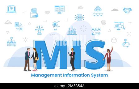 mis management information system concept with icon set template banner ...