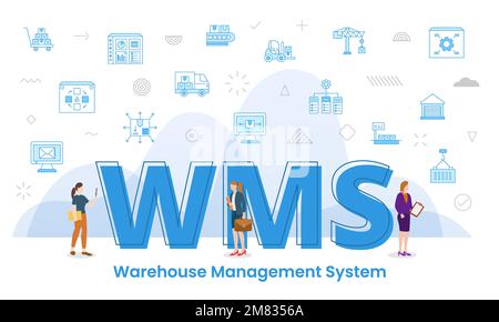 wms warehouse management concept with icon concept with round or circle ...