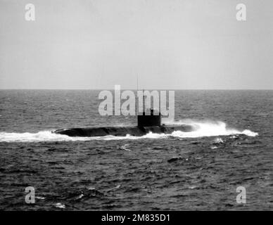 A starboard view of a Soviet Echo II class guided missile submarine ...