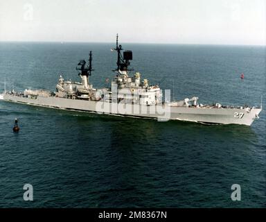 The guided missile cruiser USS JOSEPHUS DANIELS (CG 27) takes on fuel ...
