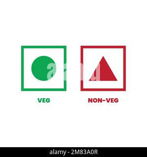 Vegetarian and non-vegetarian icons. Vegan food labels. Green circle ...