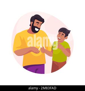 Wishbones isolated cartoon vector illustration. Kid and father holding ...
