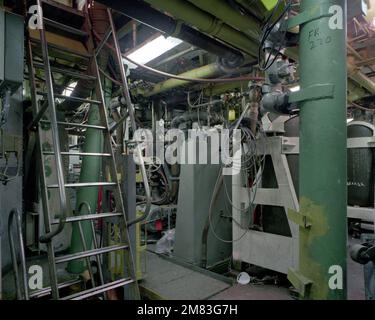 A view of auxiliary machinery room No. 3 aboard the guided missile ...