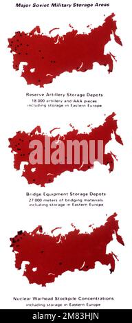 Three separate maps of the Soviet Union showing major military storage areas. From Soviet ...